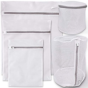 Newk 5 Packs Laundry Bags, with Premium Zipper for Travel Storage Organize Bag, Clothing Washing Bags(1 Large+1 Medium+1 Small+ 1 Bra bag+ 1 Shoe Bag)