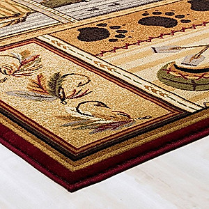 CR Wildlife Nature Cabin Lodge Scene Duck Boat Fish Area Rug (5 Feet 3 Inch X 7 Feet 5 Inch)