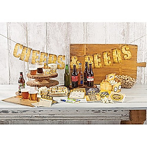 Creative Converting 324453 Cheers & Beers Plastic Border Print Tablecover, 54" x 102", Ivory