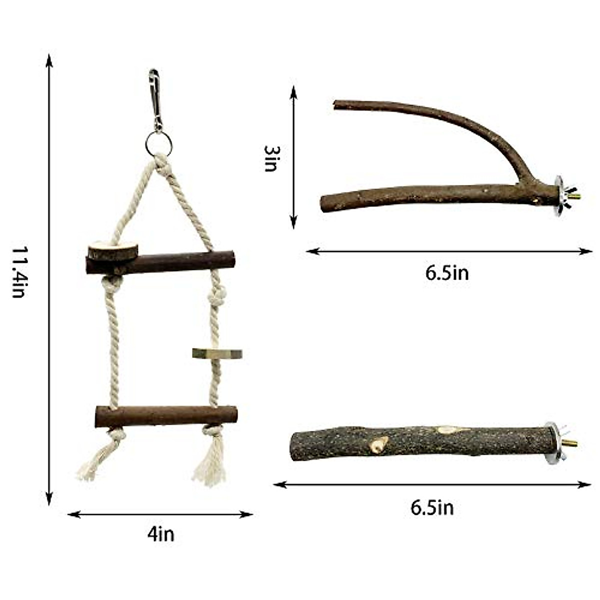 EBaokuup Bird Parrot Perch Stand Set - 10 PCS Natural Wood Bird Parakeet Stand Branch, Fork Perch Rod Stand Paw Grinding Stick Bird Cage Accessories for Pet Budgies Cockatiels Conure Lovebirds