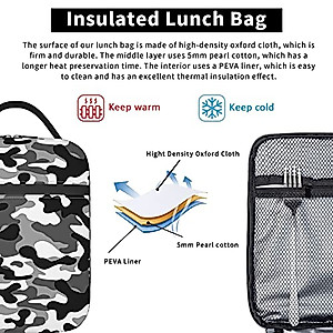 Eztrxuvl Black Camo Lunch Bags For Men Women Boys Girls Reusable Insulated Lunch Box Lunch Container Tote Bags For Office Work School Picnic Camping Thermal Insulation And Cold Preservation