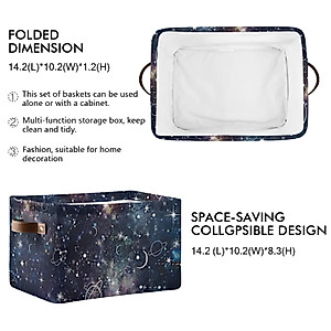 Planet Star Galaxy Space Storage Bin Canvas Toys Storage Basket Bin Large Storage Cube Box Collapsible with Handles for Home Office Bedroom Closet Shelves,1 pc