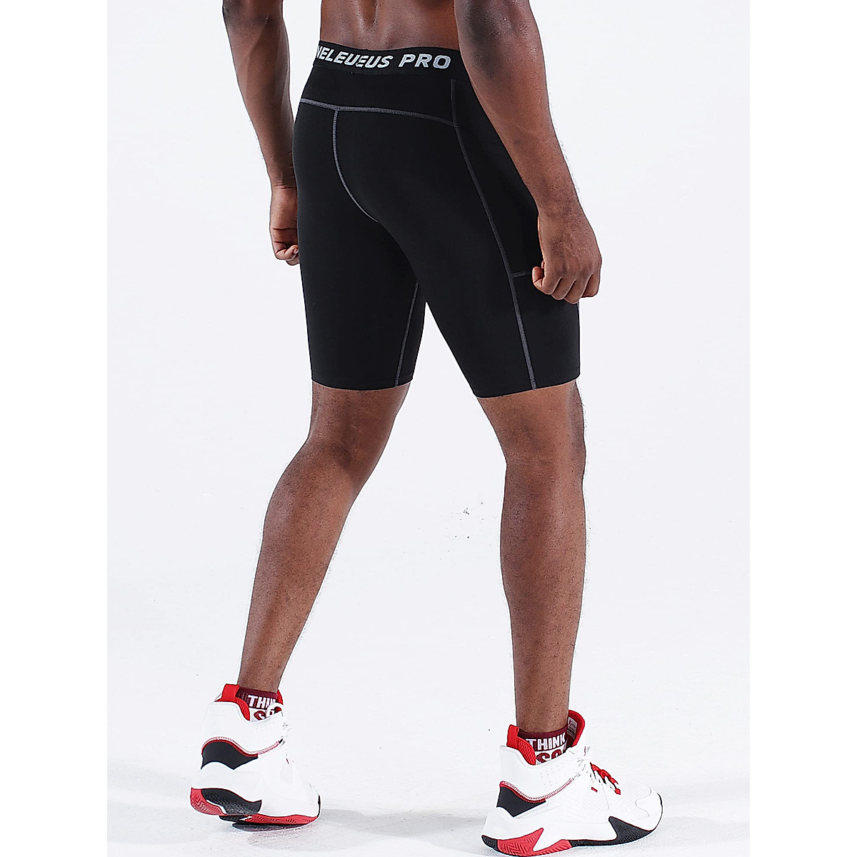 NELEUS Men's Compression Shorts 3 Pack Dry Fit Running Shorts,6081,Black/Black/Black,L