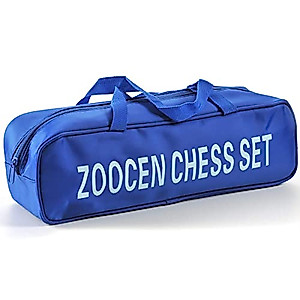 ZOOCEN Chess Set - Plastic Chess Pieces and Green Roll-Up Vinyl Chess Board Foldable Chess Game (with Extra Queen)