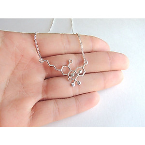 THC Molecule Necklace, CBD Molecule Jewelry, Geek Jewelry for Women, Nerdy Jewelry Gift, Science Lovers Gifts, CBD Oil Lovers Gifts (Rose Gold Tone)