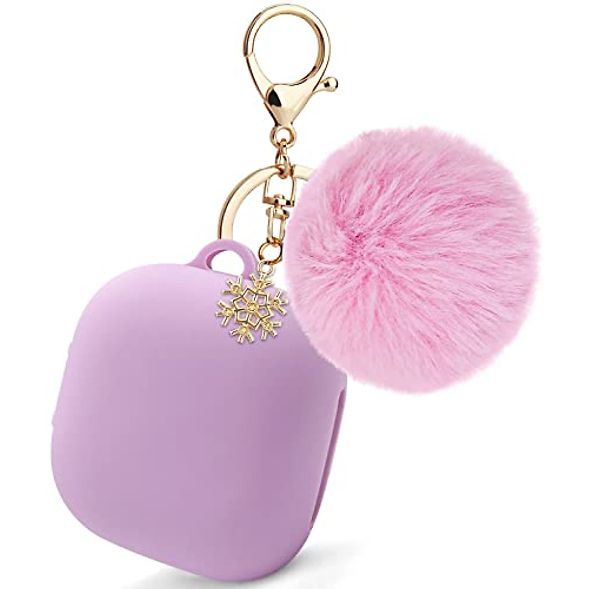 Beats Fit Pro Case Cover, KOUJAON Soft Silicone Case for Apple Beats Fit Pro 2021 Protective Shockproof Beats Fit Pro Earbuds Case with Cute Pompom Keychain (Stone Purple)