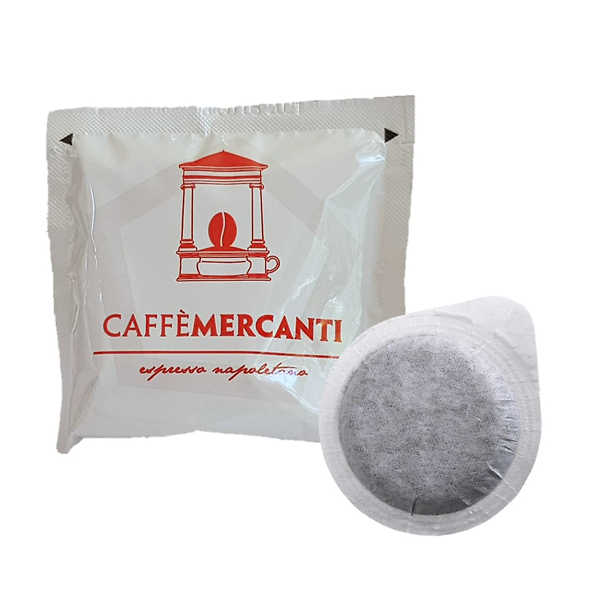 Caffe Mercanti ESE (Easy Serve Espresso) Rossa Italian Coffee Pods in Filter Paper - 44mm, 150 Pods - Italiano Caffe Filter Paper - Non-GMO
