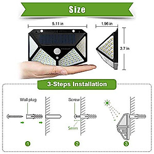 NXSP Outdoor Solar Lights, 100 LED Motion Sensor Solar Lights, IP65 Waterproof Module, [2400 Super Bright Energy-Saving Lamps] with 270° Wide Angle, Used in Gardens, terraces, garages(5)