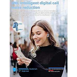 Wireless Earbuds Bluetooth 5.3 Earphones IPX6 Waterproof Headphones 2022 New Stereo Headsets with 4 Mics USB-C Charging Case in Ear 30H Deep Bass Noise Cancelling Ear Buds for iPhone Android iOS Blue