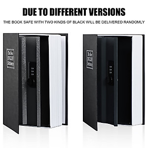KYODOLED Diversion Book Safe with Combination Lock, Secret Hidden Metal Lock Box,Money Hiding Collection Box,9.5" x 6.2" x 2 .2" Black Large