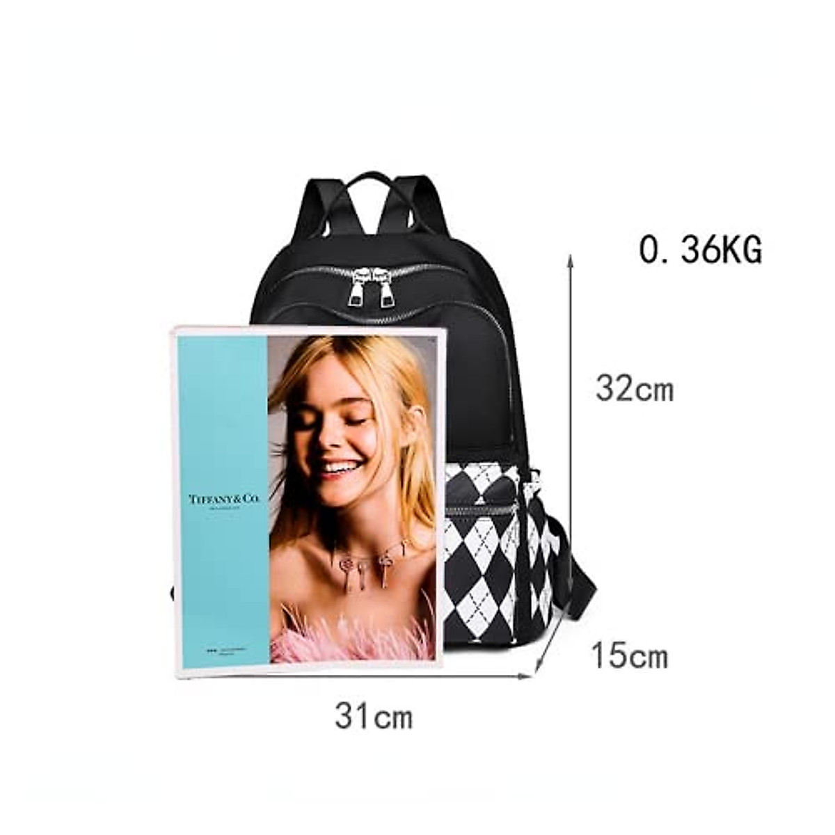 Wednesday Tartan Plaid Backpack Aesthetic Back to School for Teens Y2K Gothic Black White School Book Bag (Black)