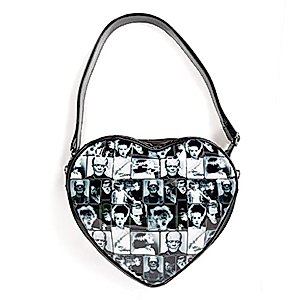 Universal Monsters Frankenstein and Bride Tiled Movie Scenes Womens Shoulder Bag Heart Shaped Purse