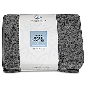 White Classic Resort Collection Soft Bath Sheet Towels | 35x70 Oversize Large Luxury Hotel Plush & Absorbent Cotton Bath Sheet [2 Pack, Smoke Grey]