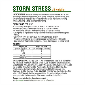 HomeoPet Storm Stress, Storm Anxiety Relief for Dogs, Cats, and Other Small Animals, 15 Milliliters