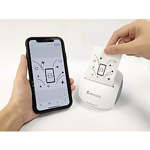 Cubinote Home Thermal Printer | No Ink Printer | Note and Label Pocket Printer | Black/White Mini Picture and Note Printer - Value Pack with 3 Colored Mini-Rolls (Blue, Pink & Yellow) (Grey)