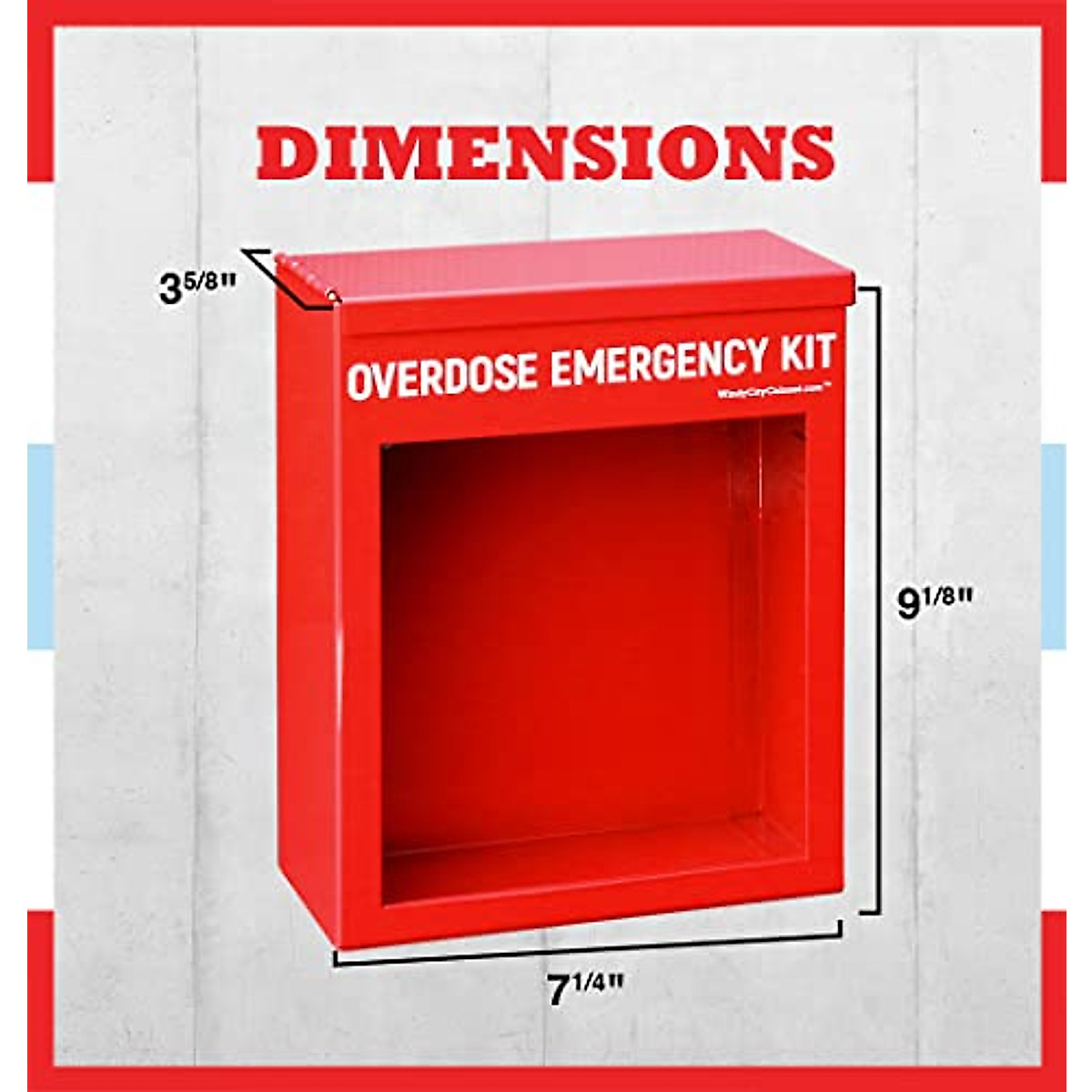 Windy City Cabinet Nasal Spray Overdose Kit Non Locking Cabinet, High Visibility Cabinet for Emergency First Aid Supplies, Non Locking