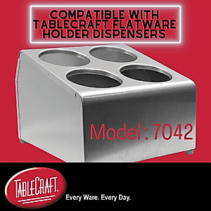 Tablecraft Flatware Cylinder Insert, Solid Stainless Steel Silverware Container for Kitchen Tools, Caddy Utensil Holder for Drying Cylinder, Commercial Foodservice and Restaurant Use