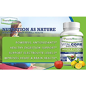 Power By Naturals Vital Core Daily Keto Whole Food Multivitamin for Women & Men | Supports Energy, Tiredness, & Keto Sickness, Digestive Enzymes, Probiotics Whole Food Vitamins & Minerals | 90 Tablets