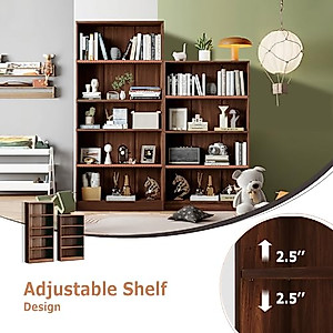 DIFY 4-Shelf Bookshelf, Wood Display Storage Shelves 54.5" Tall Bookcase Open Bookshelf for Home Office, Living Room and Bedroom, Walnut