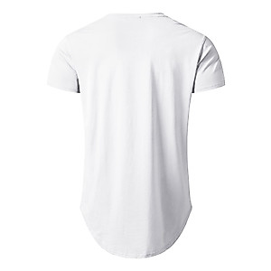 LETAOTAO Mens Big and Tall Shirts Hipster Slim Fit T-Shirts Longline Drop Cut Gym Muscle Tee