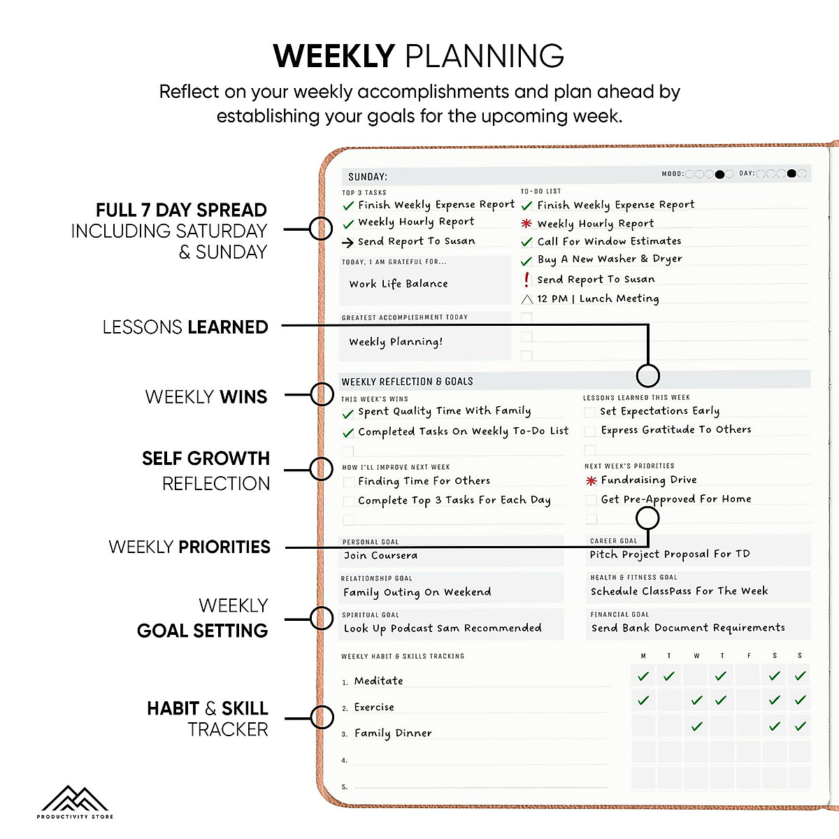 2024 Planner 8.5 x 11 Pro Max - Undated Productivity & Business Planner - Monthly Planner 2024 & Daily Planner 2024-2025 - Pink - A4 - Productivity Store