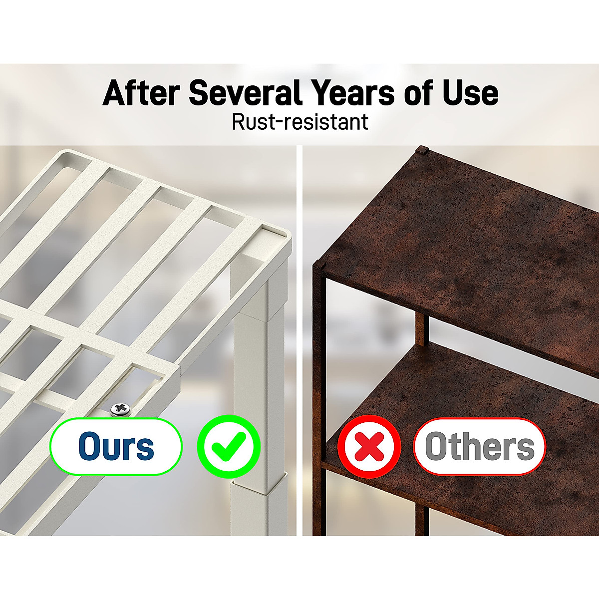 TEMSTE Expandable Under Sink Organizers and Storage,Bathroom Under the Sink Organizer Kitchen, Under Sink Shelf with 2 Removable Hooks, Undersink Organizers with EXPANDABLE HEIGHT DEPTH & WIDTH, White