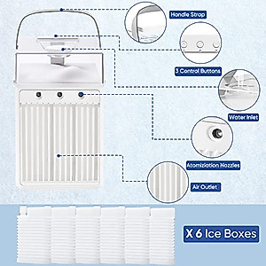 ELLASSAY Mini Air Conditioner, 4 IN 1 Portable Air Cooler, 3 Speeds Evaporative Air Cooler, Desk Air Conditioner Room Car Office Camping 2000mAh Battery Powered & Type-C Rechargeable Grey/White