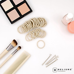 Heliums Small Hair Ties - Light Blonde - 1 Inch Hair Bands, 2mm Hair Elastics For Thin Hair and Kids - No Damage Ponytail Holders in Neutral Colors - 48 Count