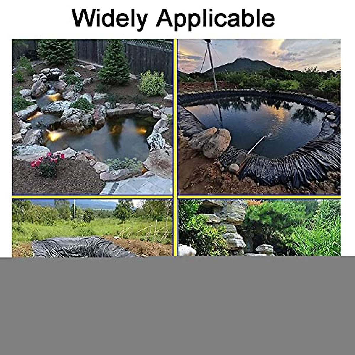 Warooma Pond Liner Black Garden Pond Liner PVC, Pond Liner Garden Pool Membrane, for Garden Pond Strength, UV-Resistant, Tear-Proof Environmentally Friendly