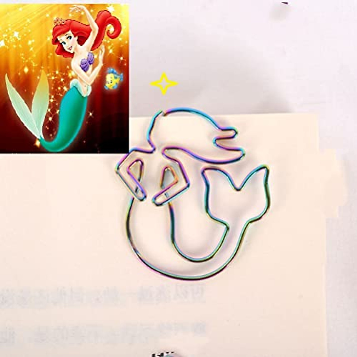 NUOBESTY 8pcs Paper Clips Mermaid Shape Metal Paper Clips Bookmark Clips Page Marker Party Favors Gifts