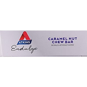 Atkins Endulge Caramel Nut Chew Bar, Dessert Favorite, 1g Sugar, Good Source of Fiber, Low Sugar, 10 Count