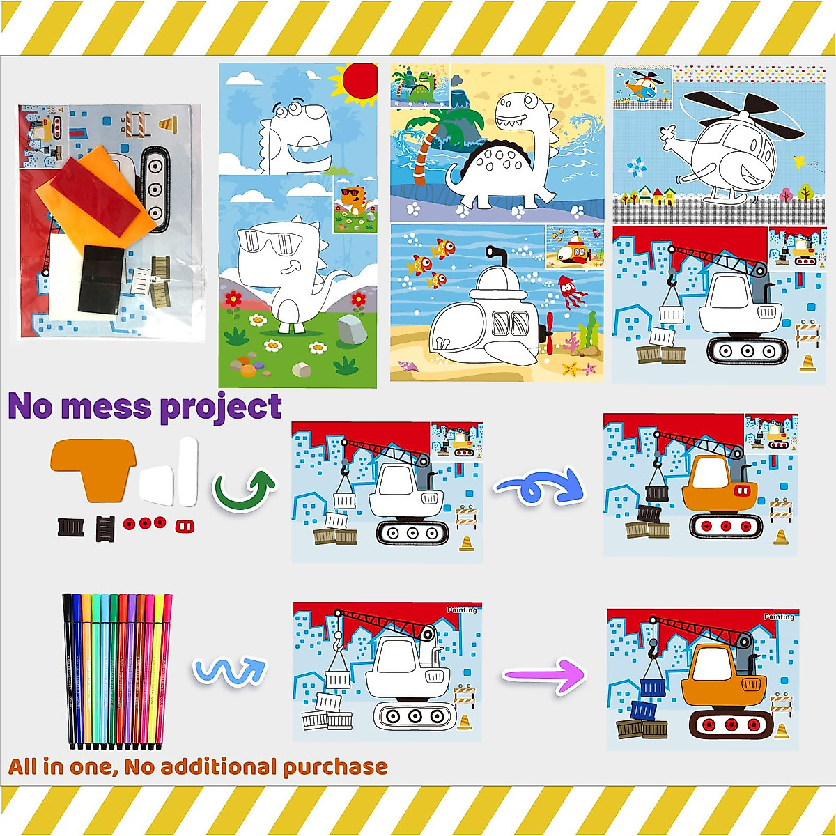 Arts and Crafts for Kids, Animal Paper Craft Kits for Toddlers Ages 3-5, 24 Pcs Fun Creative DIY Activities Projects Craft Box for Boys & Girls Preschool Classroom/ Birthday/ Christmas Party Supplies