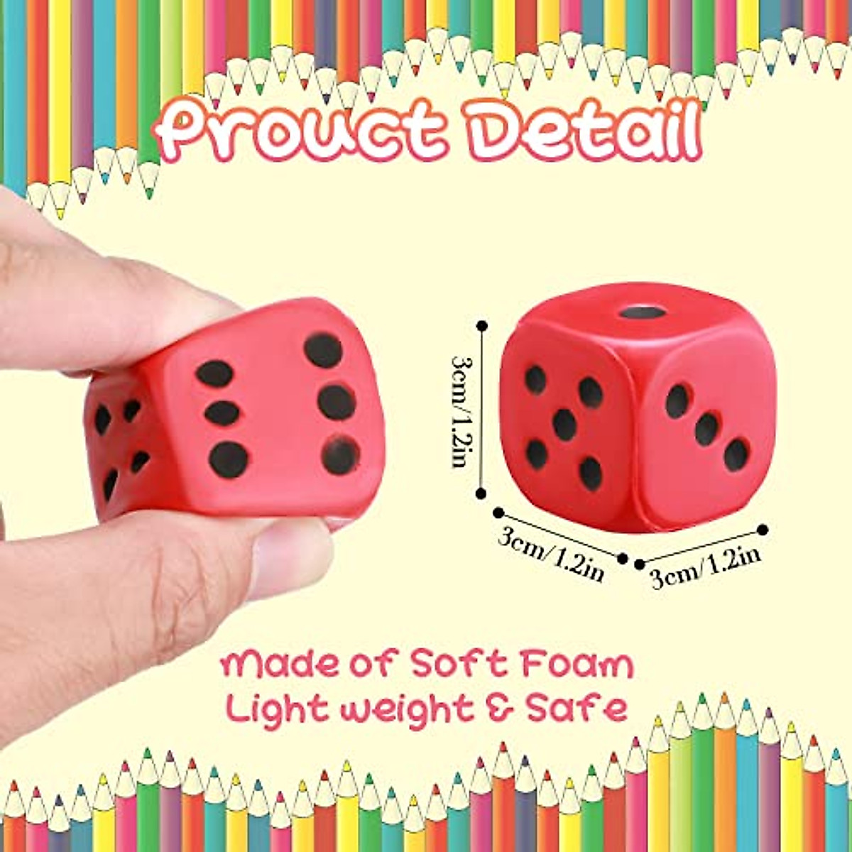 36 Pieces Foam Dice Colorful Dice Cubes Block of Dice with Number Dots for Boy Girl Over 6+, Building, Educational Toys, Math Teaching, Pastime, Party Favors and Classroom Supplies
