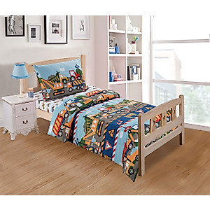 MK Home Comforter Set Boys Girls Teens with Sheet Set New (Construction, Toddler)