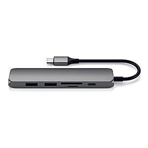 Satechi USB C Hub Multiport Adapter Slim V2, USB C Docking Station with 4K HDMI, 60W USB C PD Charging, 2 USB-A, Micro/SD Card Readers, for MacBook Pro/Air M1 M2 M3, Windows - Space Gray