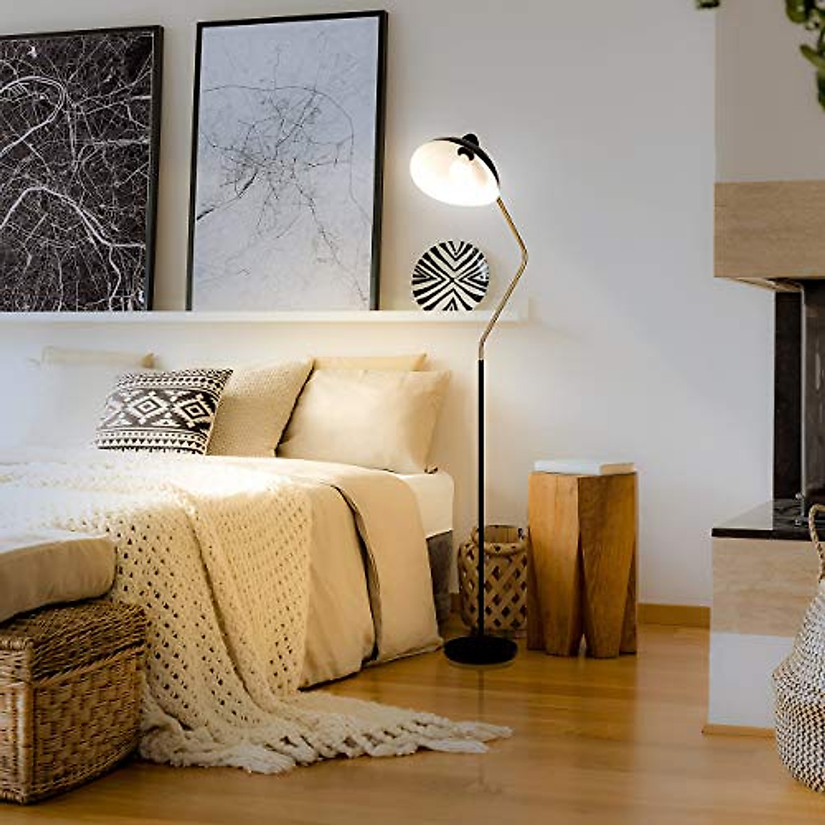 Brightech Swoop LED Floor Lamp, Tall Lamp with Adjustable Head, Modern Lamp for Living Rooms & Offices, Standing Lamp with Heavy Base for Bedrooms, Stunning Living Room Decor