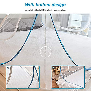 Mosquito Net Pop Up with Net Bottom Ultra Large Bed Canopy Tent Portable with 2 Entries Folding Design Bed Netting for Bedroom, Camping, 79 x71x59 inch