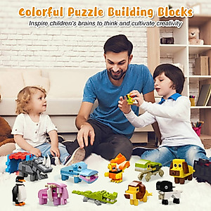 JOYPRO 12 Animals Building Blocks Valentines Gifts Exchange Party Favors for Kids