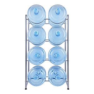 Ationgle 5 Gallon Water Cooler Jug Rack for 8 Bottles, 4-Tier Detachable Water Bottle Holder Heavy Duty Q235 Carbon Steel Water Jug Organizer with Floor Protection for Kitchen Office Home