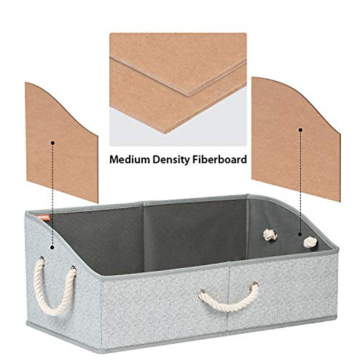 Kntiwiwo Closet Storage Bins Foldable Trapezoid Storage Baskets Fabric Storage Bins for Shelves,Organization with Handles, Gray, 4-Pack