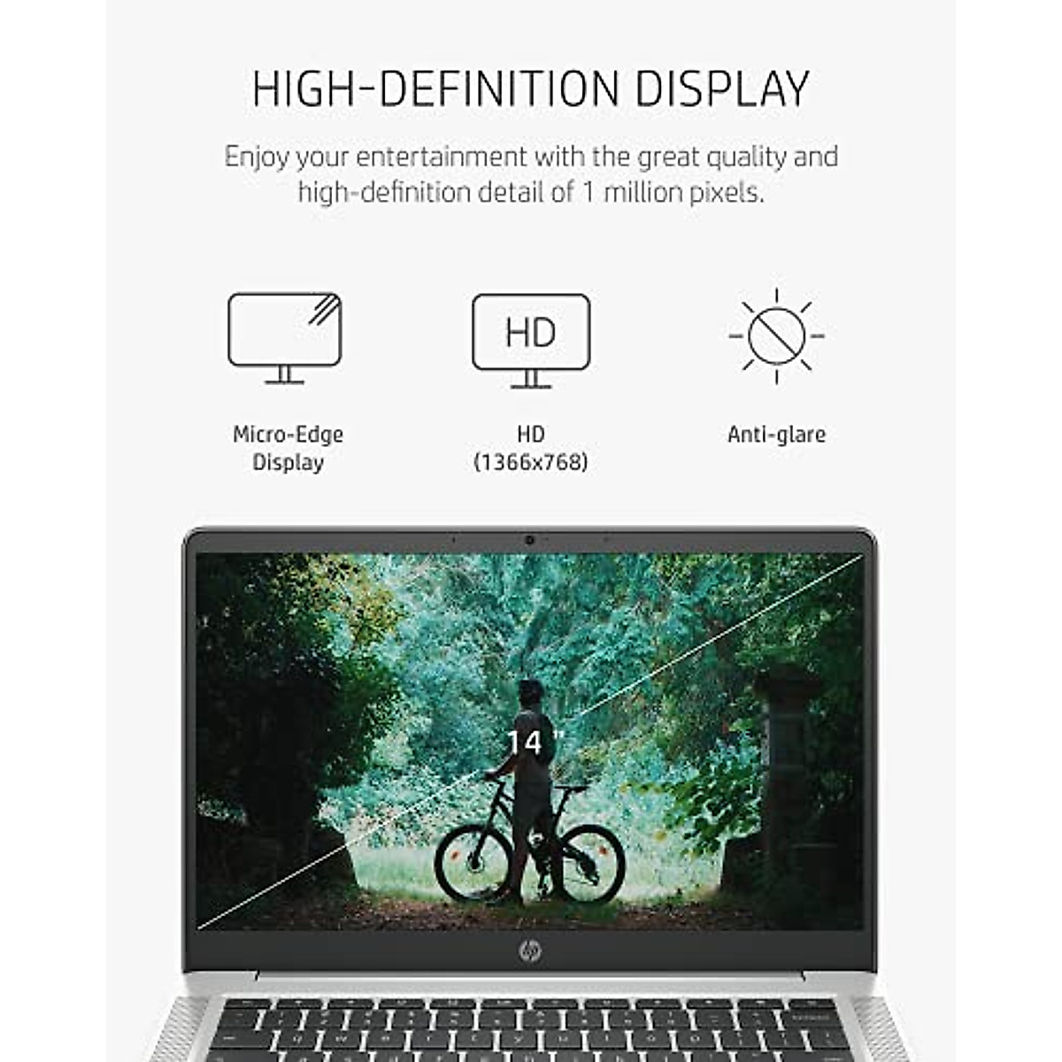 HP Chromebook 14 Laptop, Intel Celeron N4020, 4 GB RAM, 32 GB eMMC, 14” HD Micro-Edge Display, Chrome OS, Thin & Portable, 4K Graphics, Backlit Ash Gray Keyboard (14a-na0024nr, 2021, Mineral Silver)