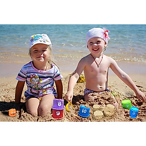 Ella Dream 17 PCs Multicolor Nesting and Stacking Cups Set, Baby Bathtub Toys, Early Learning Educational Toys for Infants, Toddlers, Stacking Cups with The Numbers, Shapes, Fruits, Animals Patten