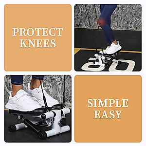 YSSOA Mini Stepper with Resistance Band, Stair Stepping Fitness Exercise Home Workout Equipment for Full Body Workout,Black