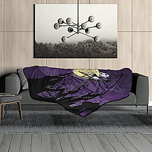 Purple Night Sherpa Fleece Throw Blanket - Skull Fuzzy Warm Throws for Winter Bedding, Couch，Sofa for Christmat