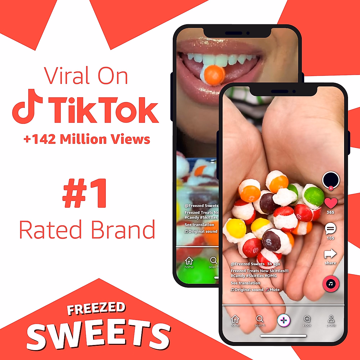 Freezed Sweets | Premium 1LB Freeze Dried Skittles | Original Flavor | Bulk Crunchy Freeze-Dried Candy Treat | Resealable Bag | Viral TikTok Sensation | Freshness Guaranteed
