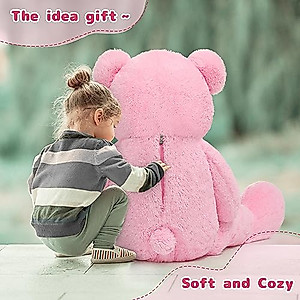 MaoGoLan Huge Pink Stuffed Animals 47 inch Life Size Cute Teddy Bears Big Giant Teddy 4 Feet for Baby Girls Shower Decorations