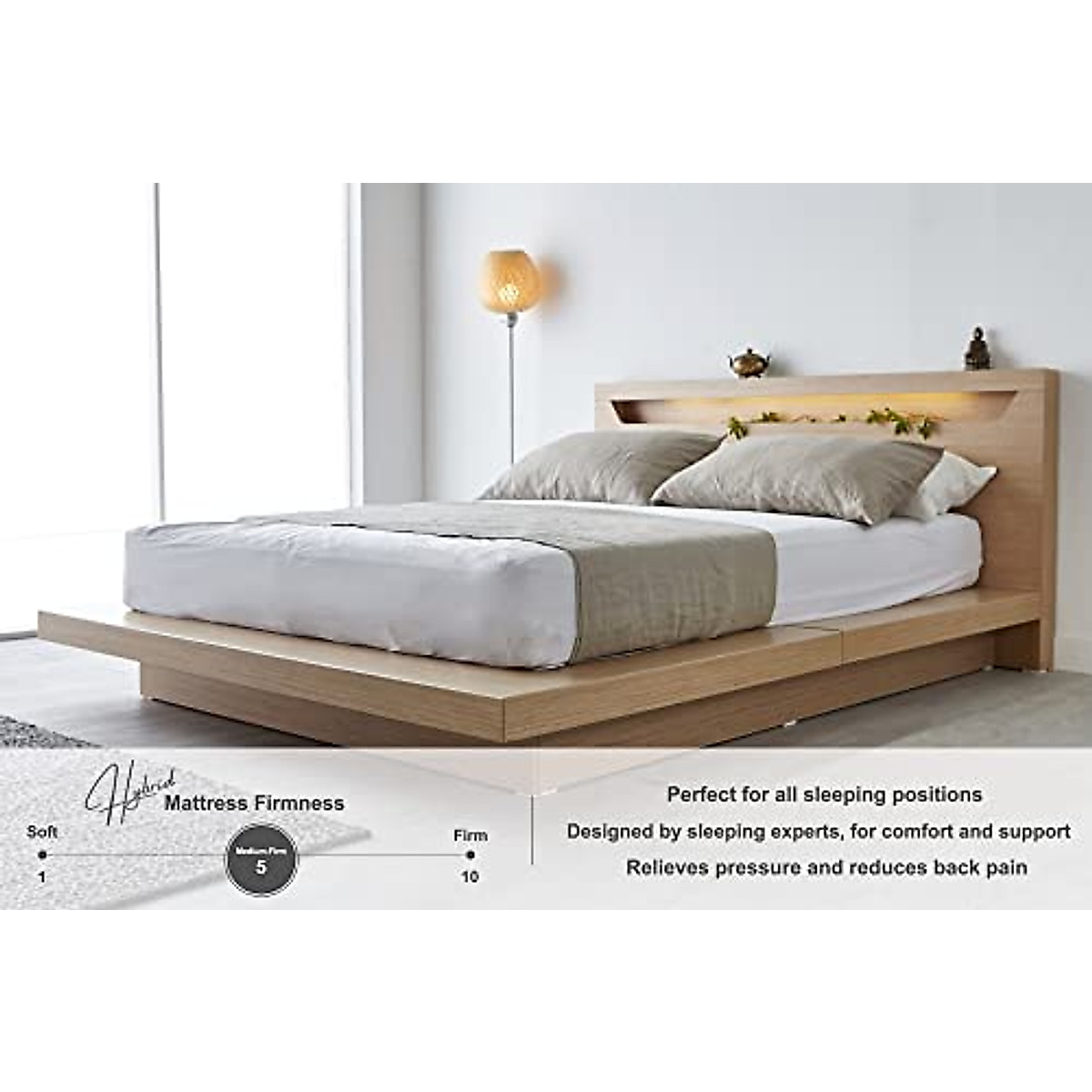 Minocasa 12 Inch Medium Firm Cool Gel Memory Foam and Innerspring Hybrid Mattress in a Box | CertiPUR-US Certified | Bed-in-a-Box | 5-Zone Support Pressure Relief | Motion Isolation (Queen)