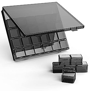 30 Packs Plastic Stackable Organizer Container with Lids, Mini Containers for Beads, Glitter, Slime, Paint or Seed Storage - Black (Black)