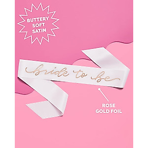 xo, Fetti Bride to Be Sash | Bachelorette Party Decorations White + Rose Gold, Bridal Shower Gift, Bridesmaid Favors