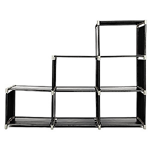 Amuxing Cube Storage Organizer, 6 Cubes Plastic Closet Shelves Modular Book Shelf Organizer for Bedroom Office Living Room Black